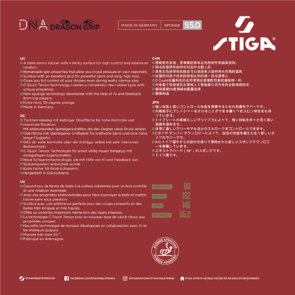 Stiga DNA Dragon Grip Table Tennis Rubber – Table Tennis World Australia